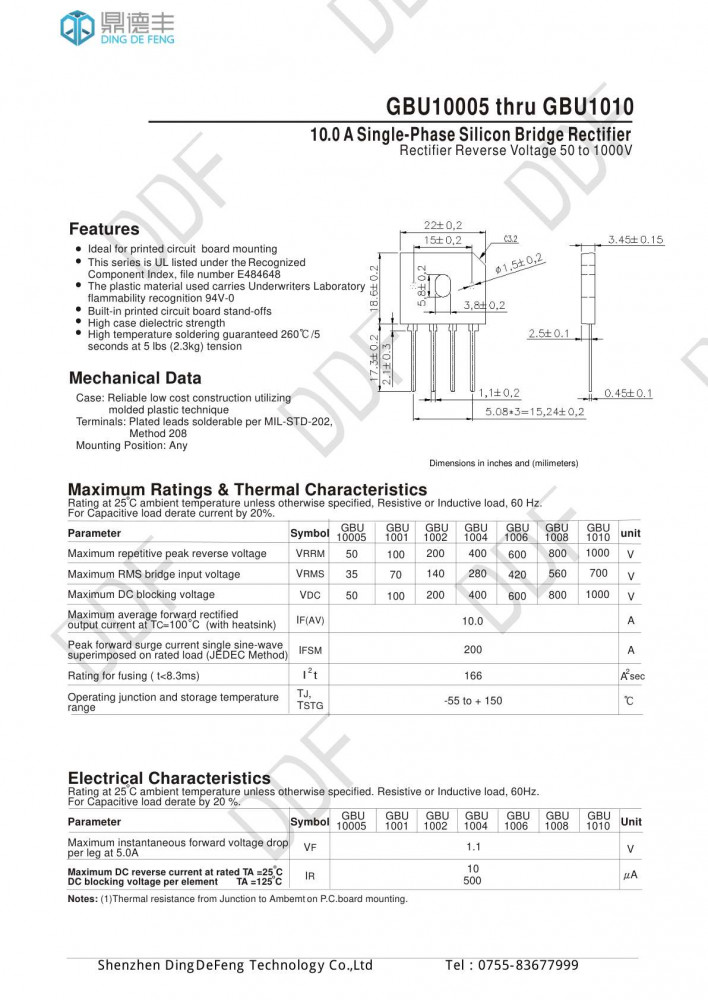 GBU1008 datasheet page 1