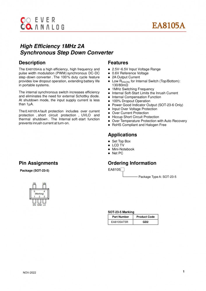 EA8105AT5R datasheet page 1