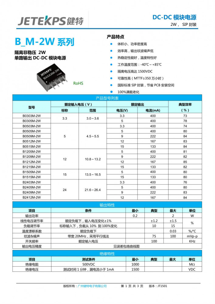 JETEKPS B M-2W datasheet page 1