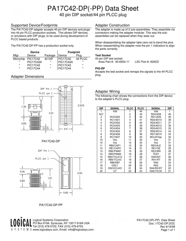 PA17C42-DP datasheet page image