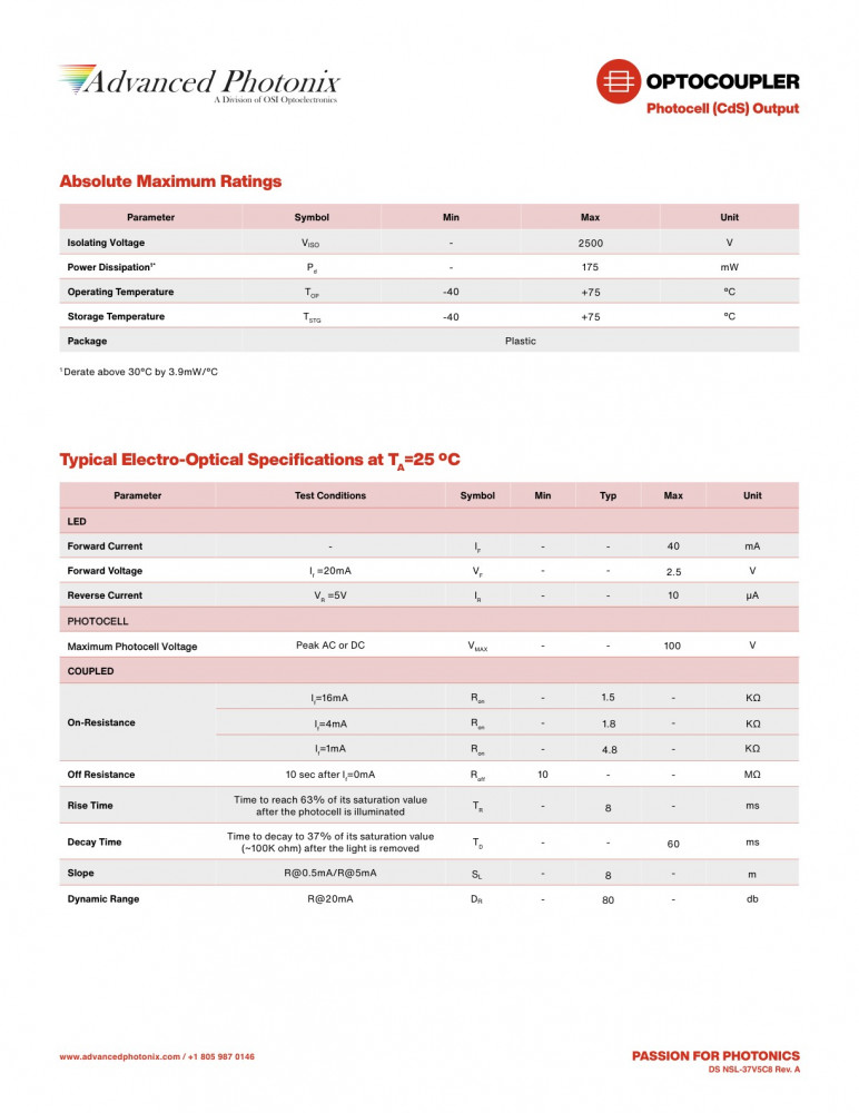 NSL-37V5C8 datasheet page 2