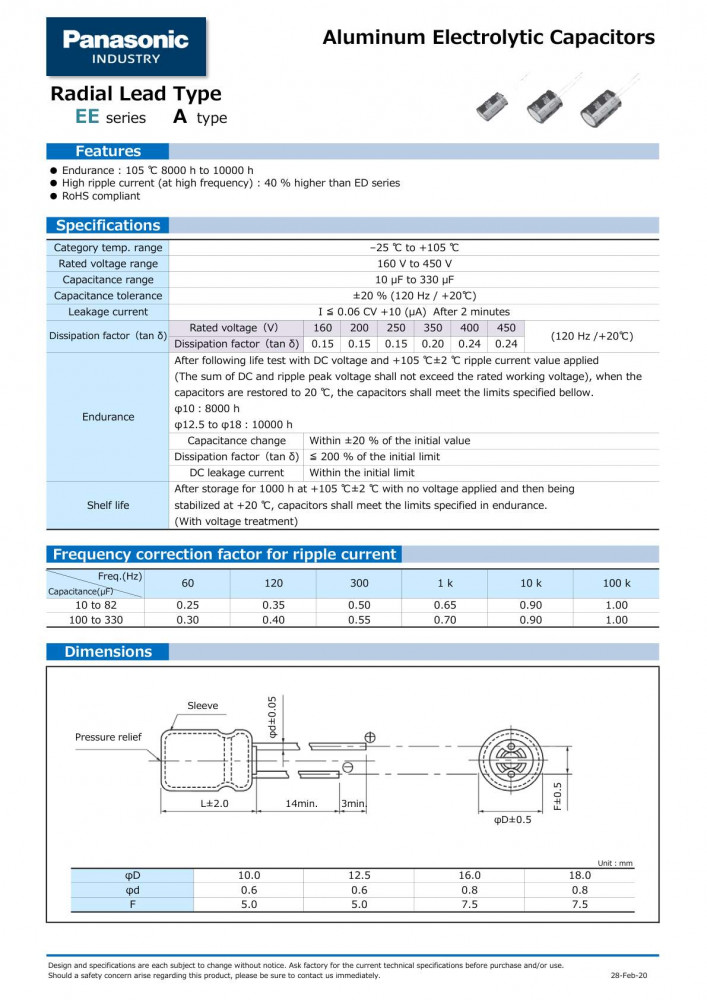 EE series datasheet page 1