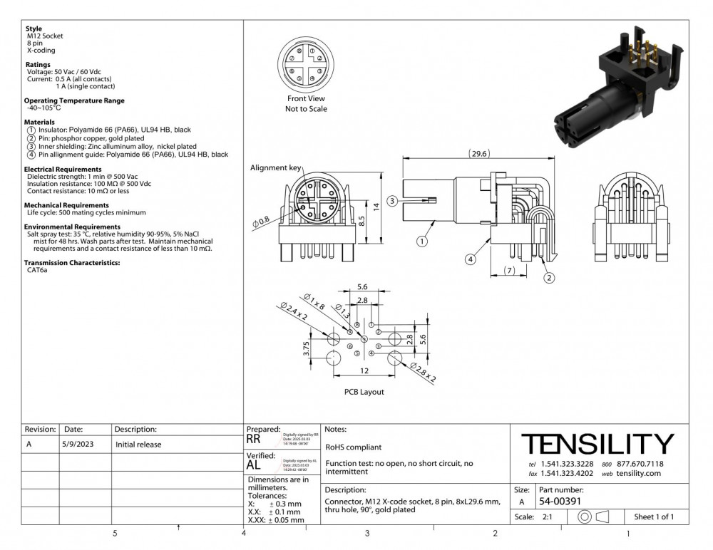 Tensility International 54-00391 product drawing page