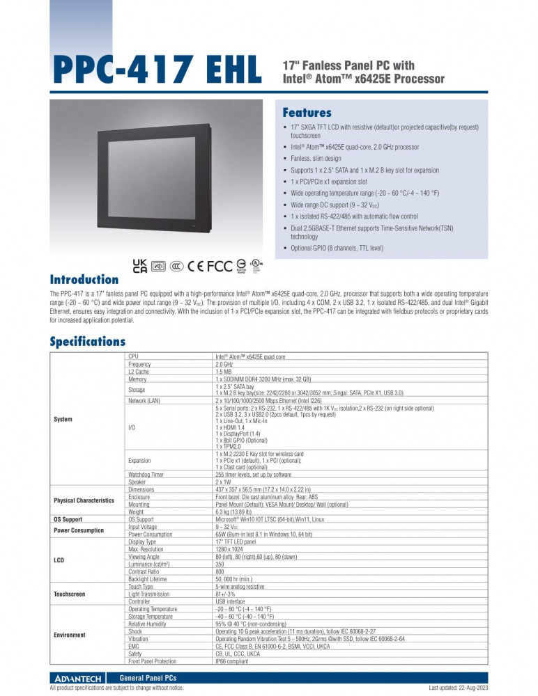 PPC-417 EHL technical document, page 1
