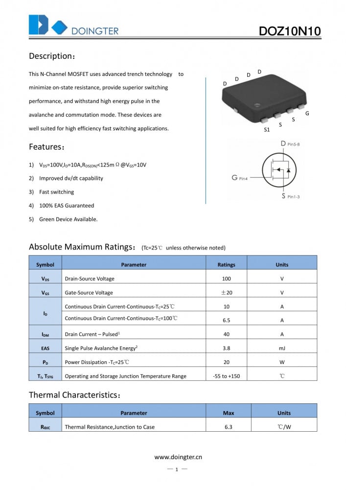 DOZ10N10 datasheet page 1