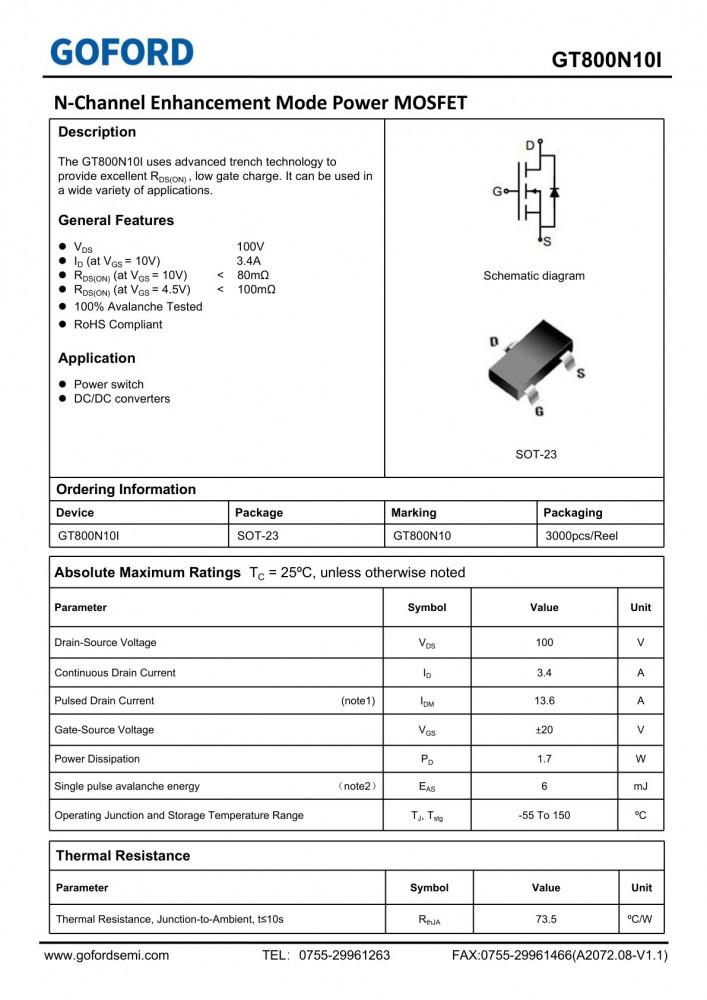 GT800N10I datasheet page 1