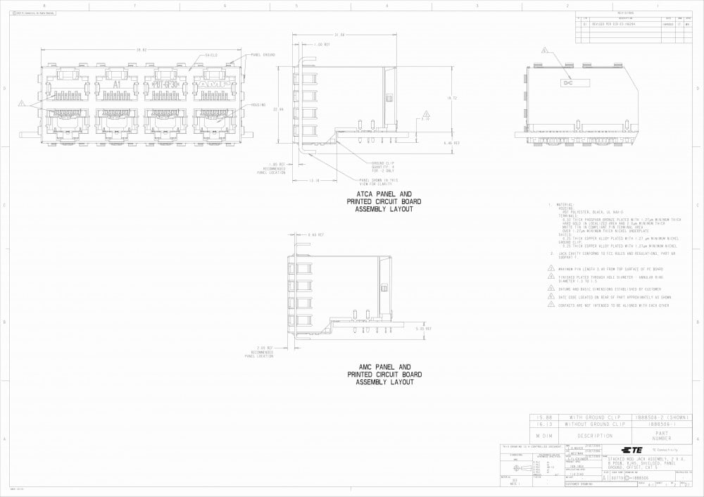 TE Connectivity 1888506-2 technical drawing page 1
