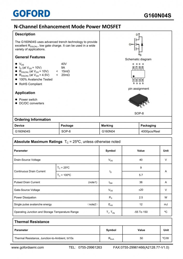 G160N04S datasheet page 1