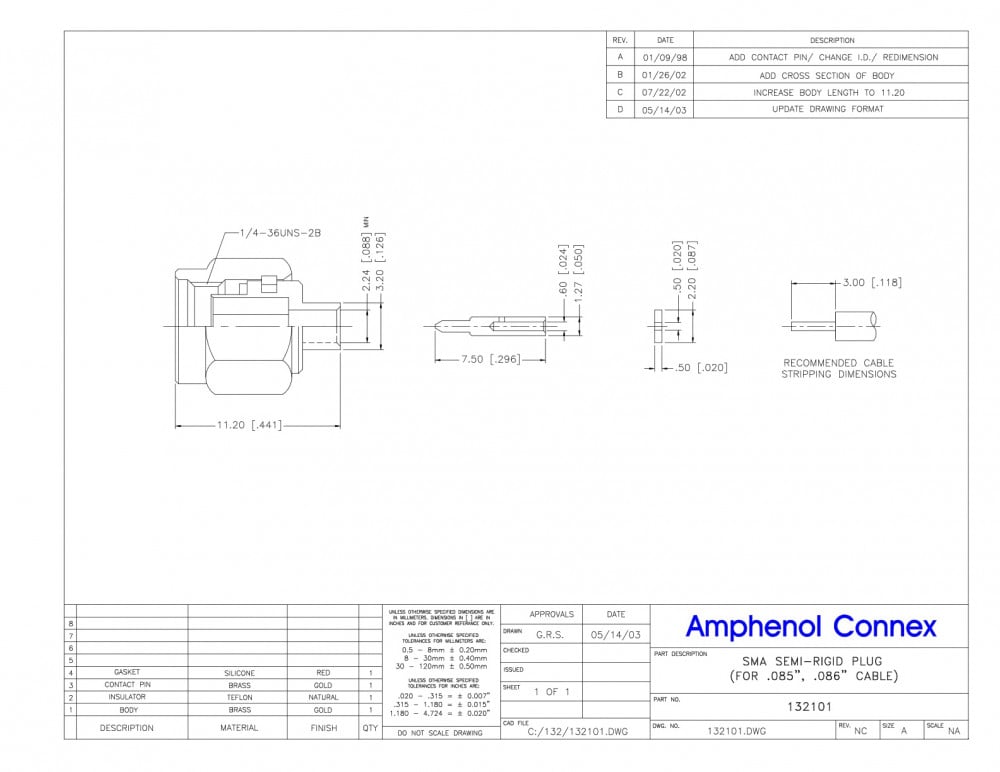 Amphenol 132101 technical drawing preview