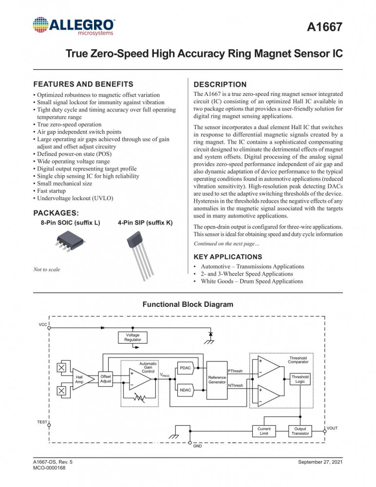 A1667 datasheet page 1