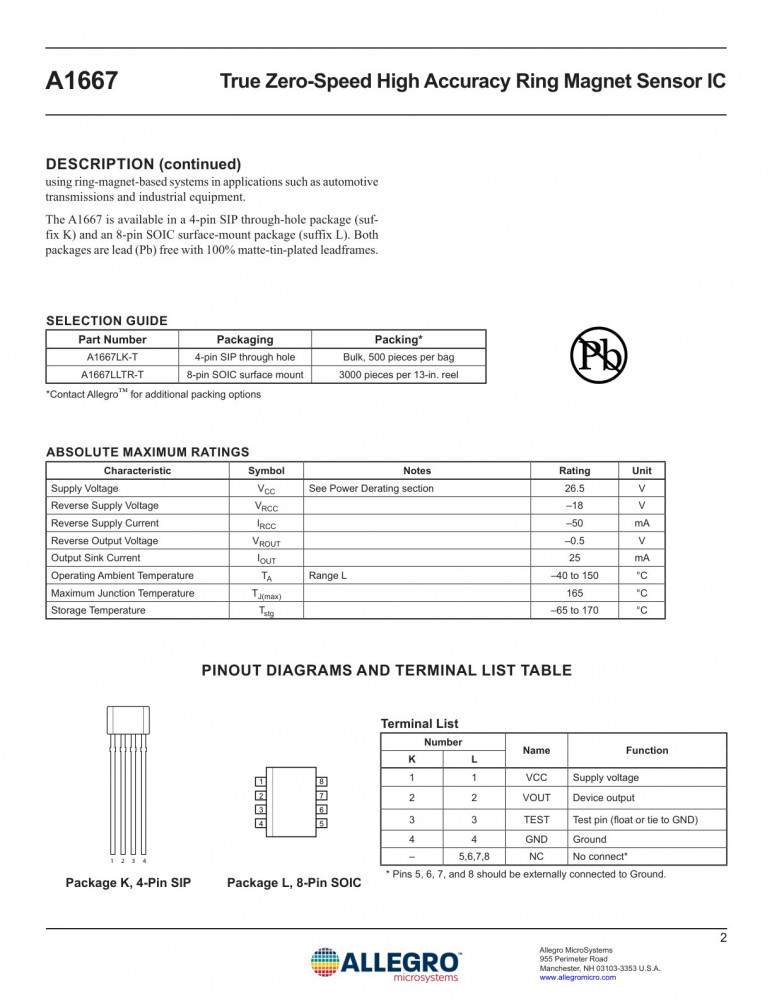 A1667 datasheet page 2