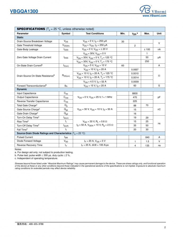 VBGQA1300 datasheet page 2