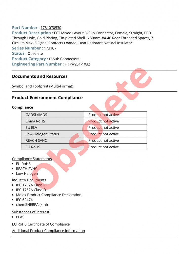 Technical document page 1 for product 1731070530
