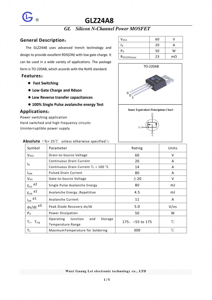 GLZ24A8 datasheet page 1