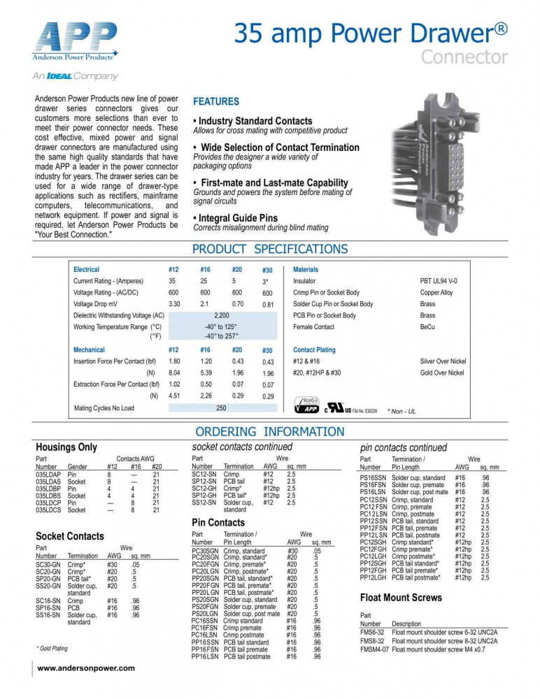 035LDAP technical datasheet page 1
