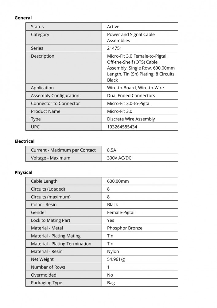 Product technical document, page 2