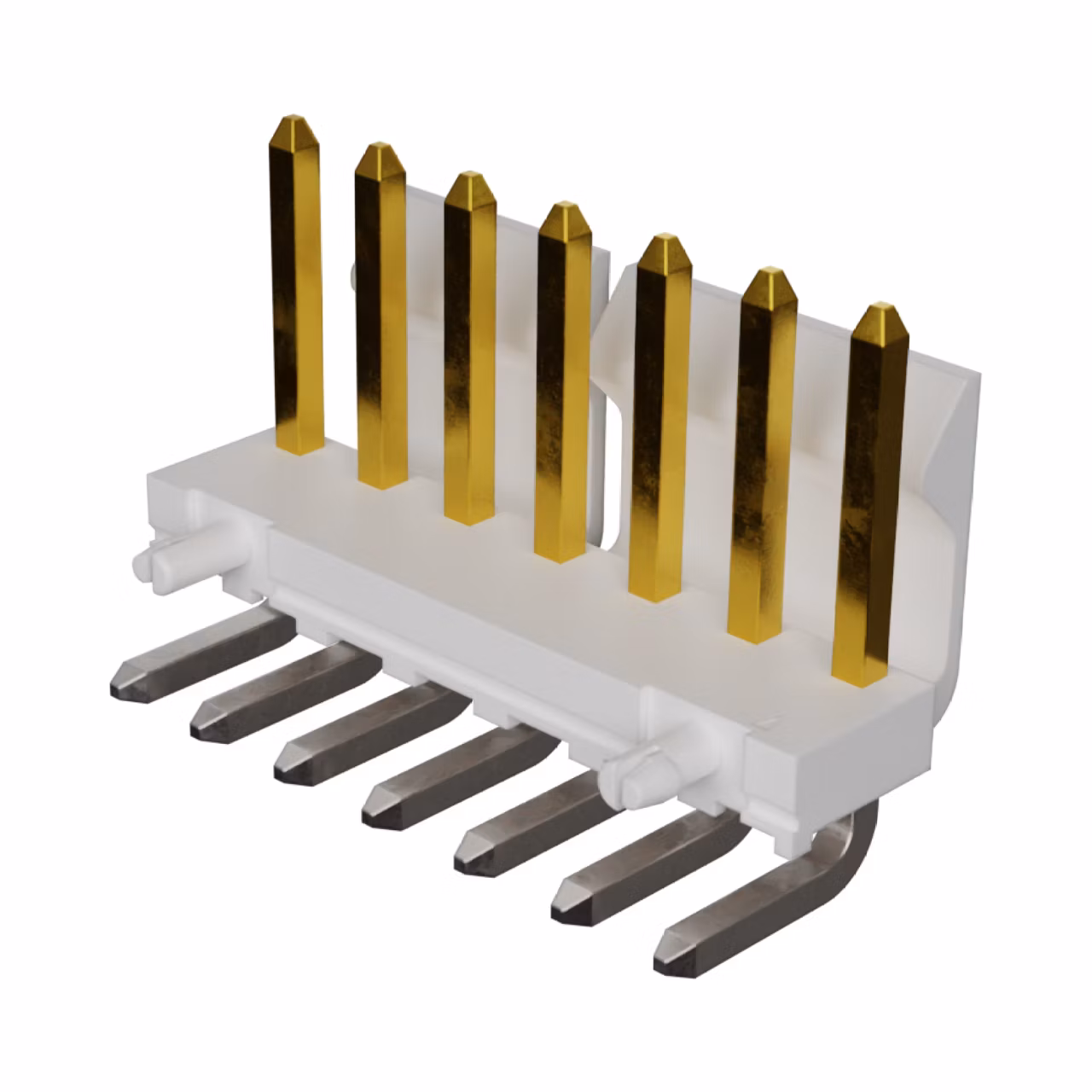 KK 396 Solid Right-Angle Header, Friction Lock, with Snap-in Plastic Peg  PCB Lock, 7 Circuits, Gold (Au) Plating for sale