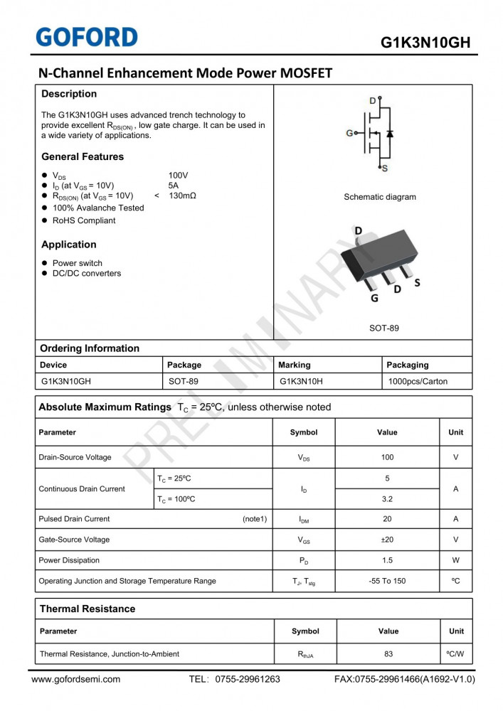 G1K3N10GH datasheet page 1