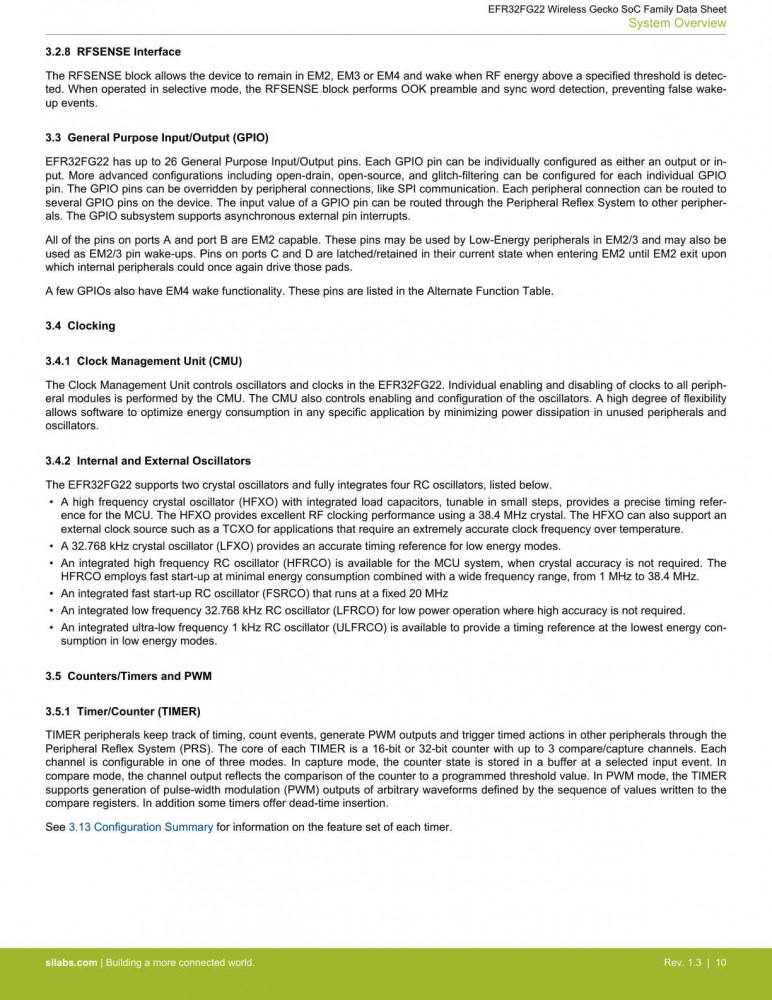 EFR32FG22 technical document page 10
