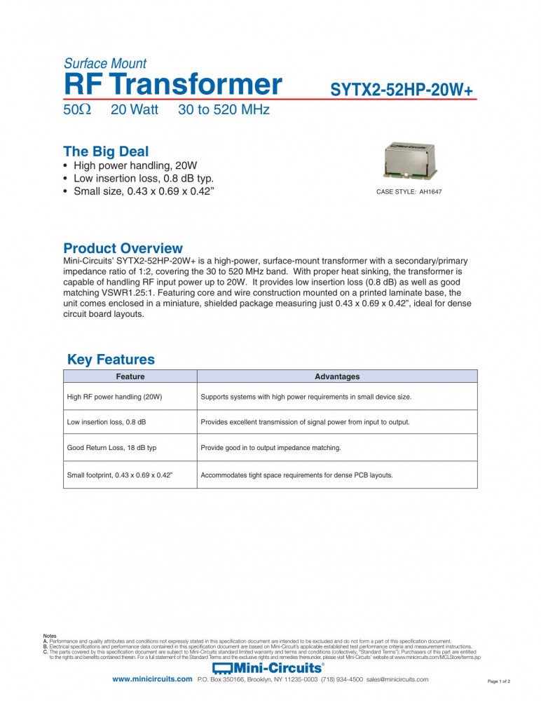 SYTX2-52HP-20W+ technical document page 1