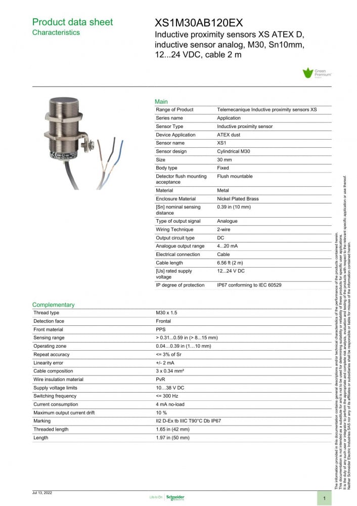 XS1M30AB120EX technical document page 1