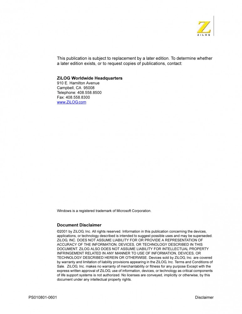 Zilog Z53C80 SCSI specification page 2