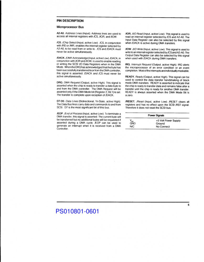 Zilog Z53C80 SCSI specification page 7