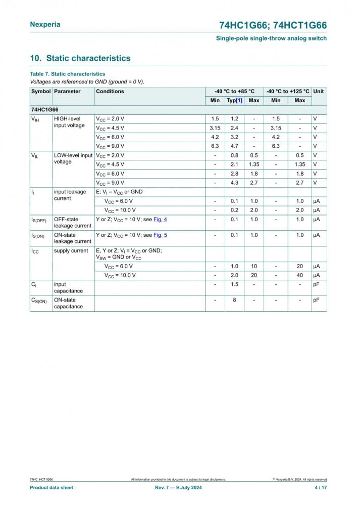 74HC1G66 datasheet page 4