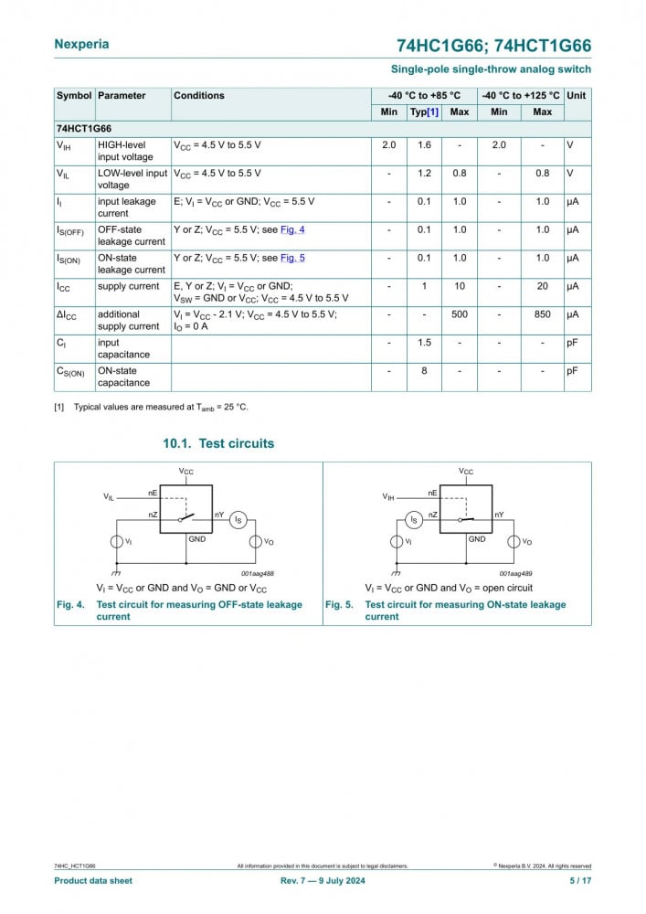 74HC1G66 datasheet page 5
