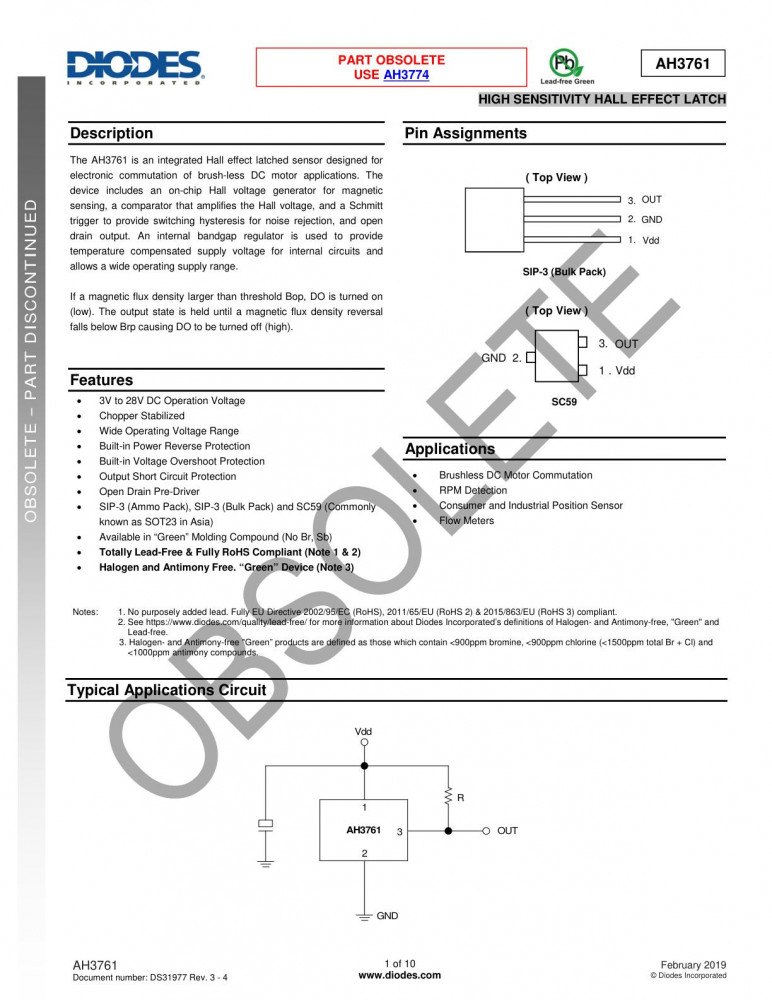 AH3761-WG-7 datasheet page 1