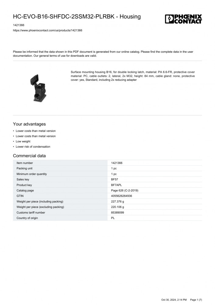 Phoenix Contact 1421366 technical document page 1
