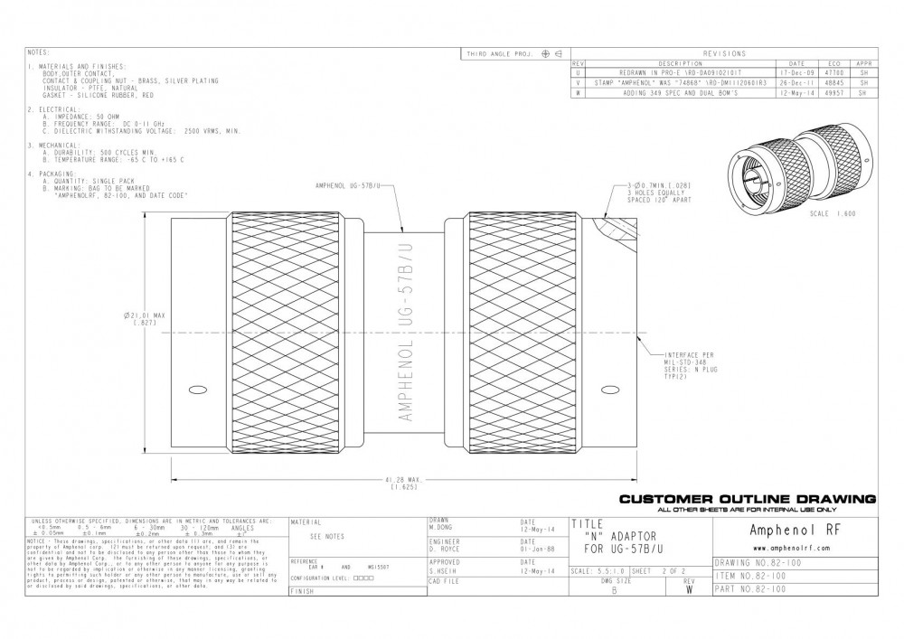 Amphenol 82-100 technical document preview