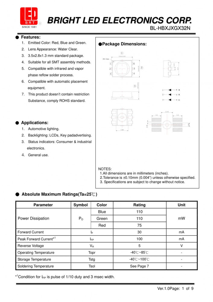 BL-HBXJXGX32N datasheet page 1