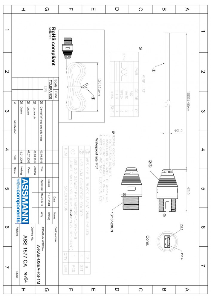 A-KAB-USBA-FS-1M technical drawing
