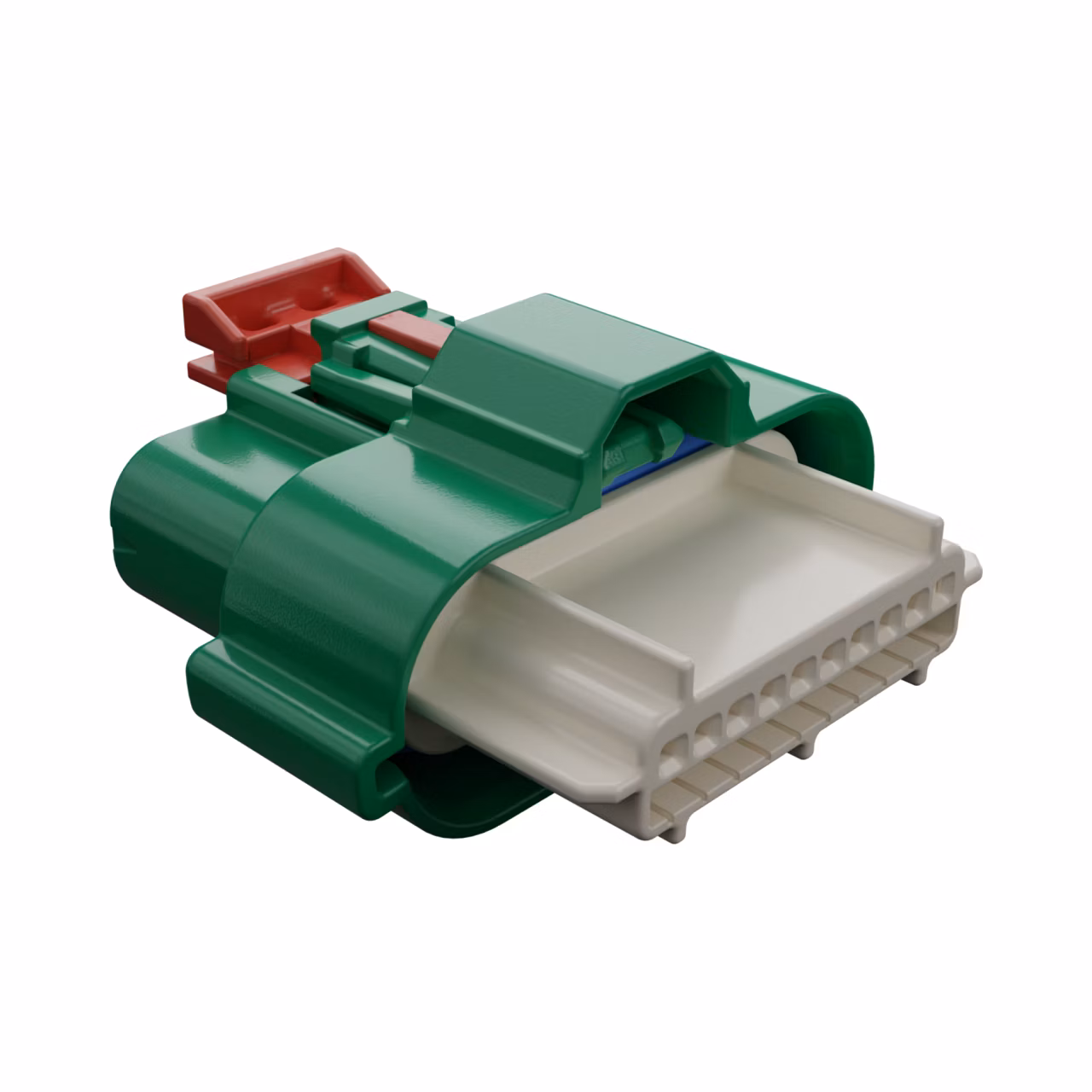 Squba Sealed Receptacle Assembly with CPA, 1.80mm Pitch, Single Row, 10 Circuits, Green for sale