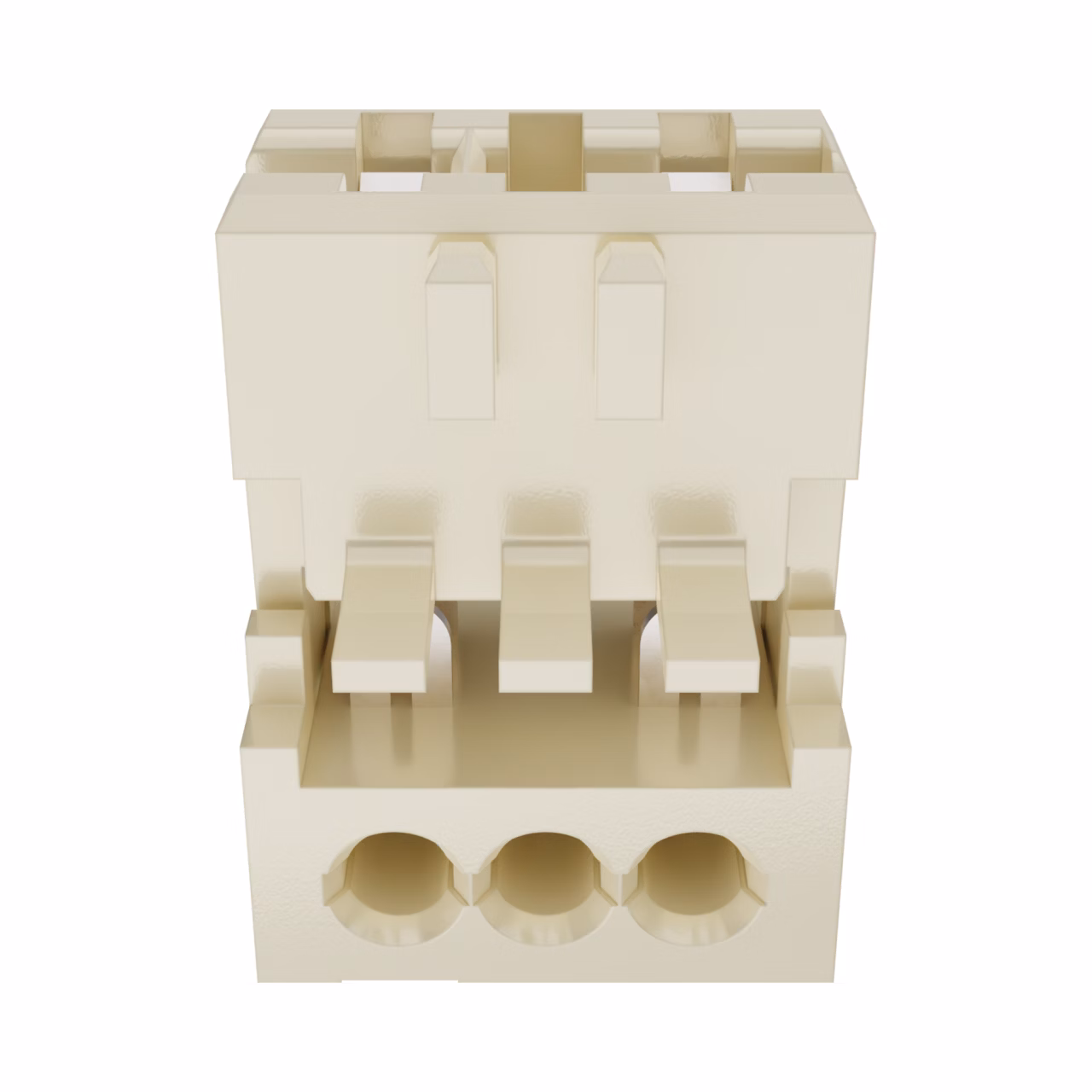 Appli-Mate RAST 2.5 Connector, 2.50mm Pitch, Female, 3 Circuits, Positions A and D Removed, Polarizing Rib Between 1/2, Locking Pips, 1 Slotted and 1 Open Endwall, Tin Plating for sale
