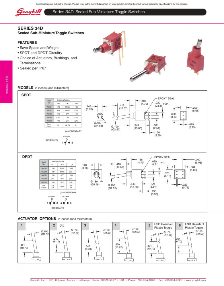 Grayhill Series 34D technical document page 1