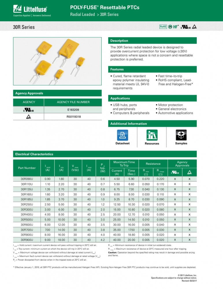 30R series datasheet page 1
