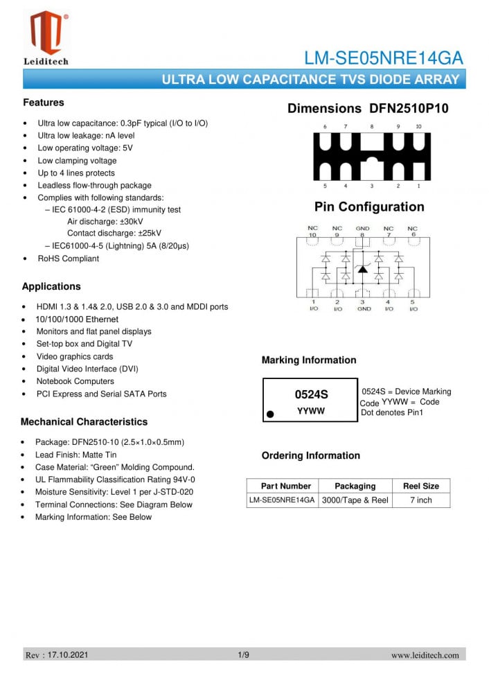 LM-SE05NRE14GA datasheet page 1