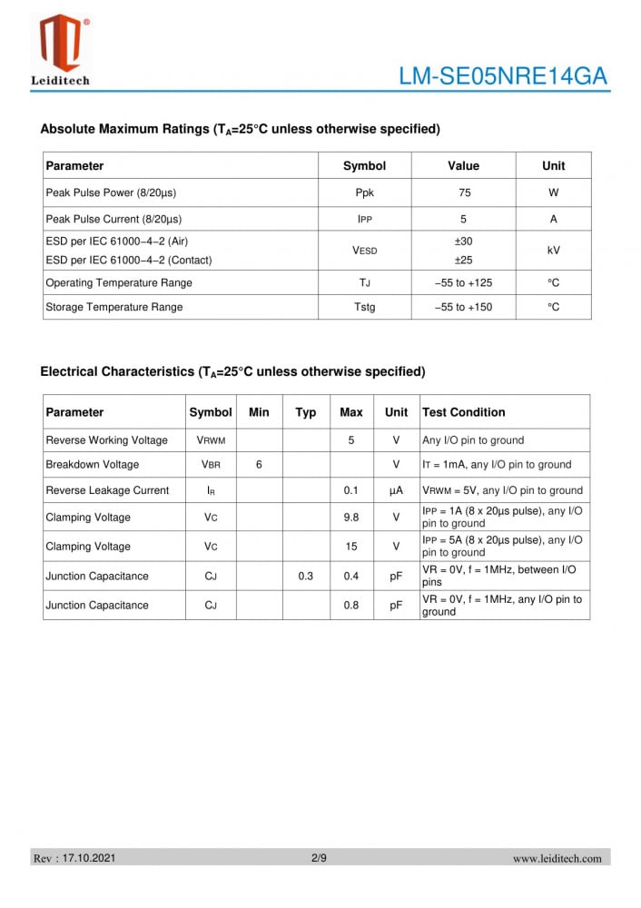 LM-SE05NRE14GA datasheet page 2