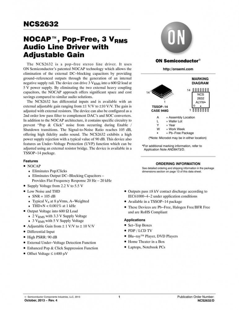 NCS2632 datasheet page 1