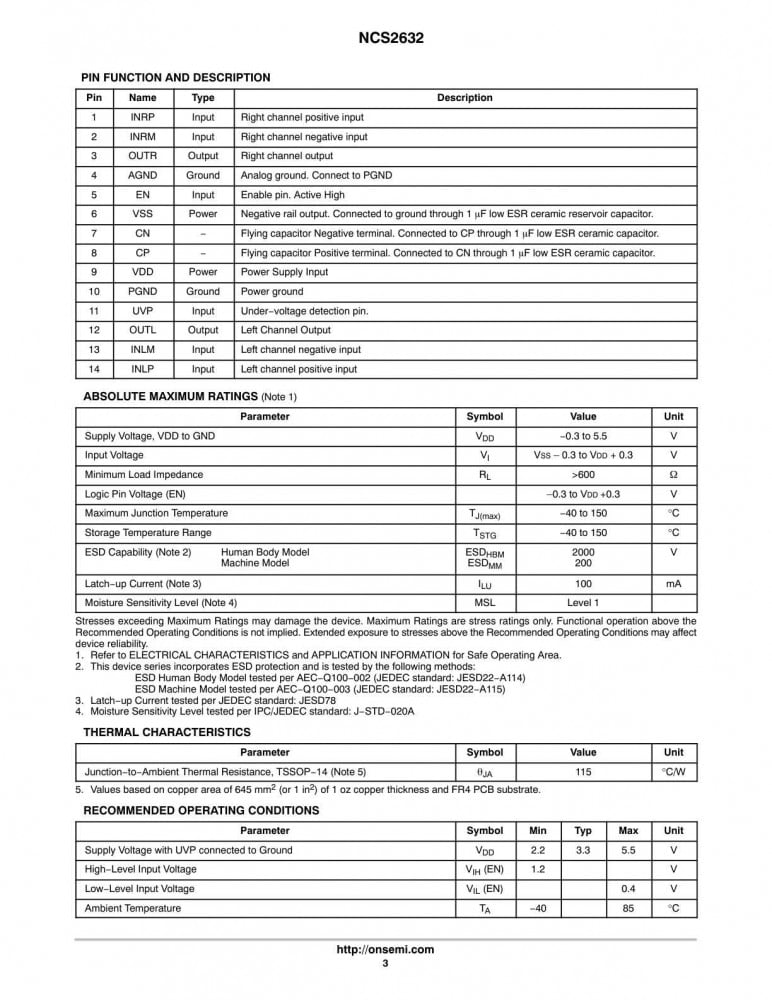 NCS2632 datasheet page 3