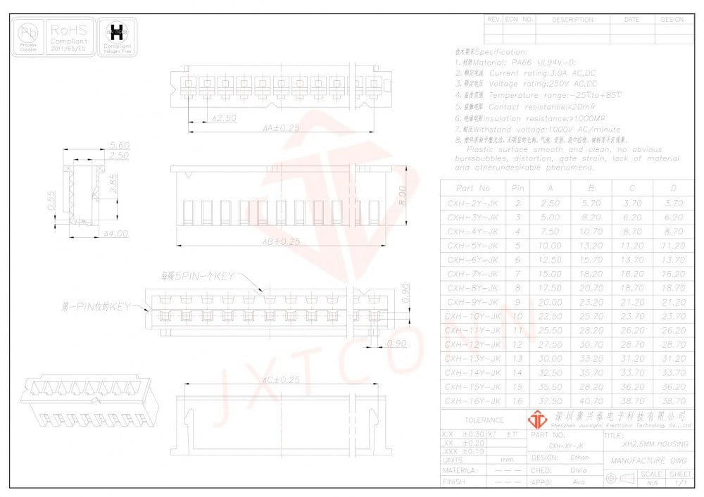 CXH-4Y-JK technical drawing page 1