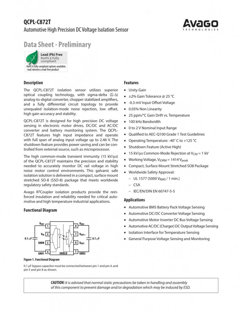 QCPL-C872T-500E datasheet page 1