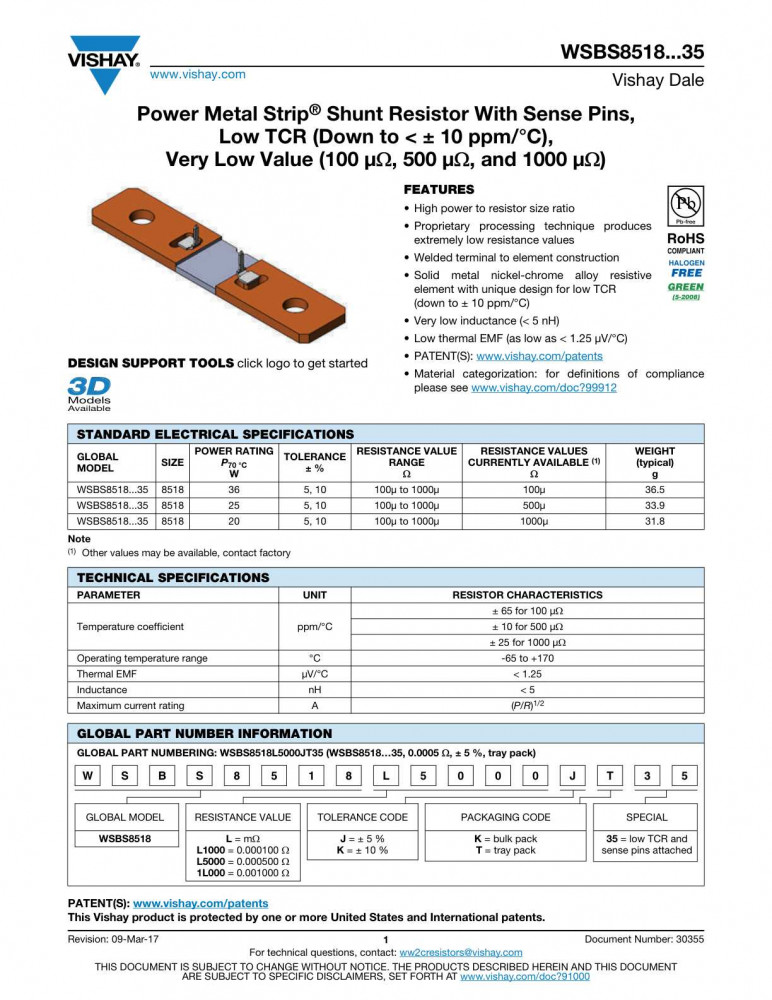 WSBS8518 product document page 1
