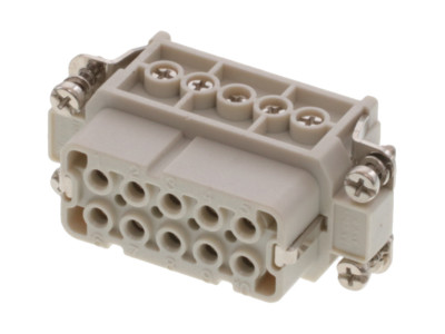 Heavy-Duty Screw Terminal Insert, Male, 3-Pole, 10A, without Wire Protection, Gold (Au) Plated Contacts, Size 3A «21x21», Grey