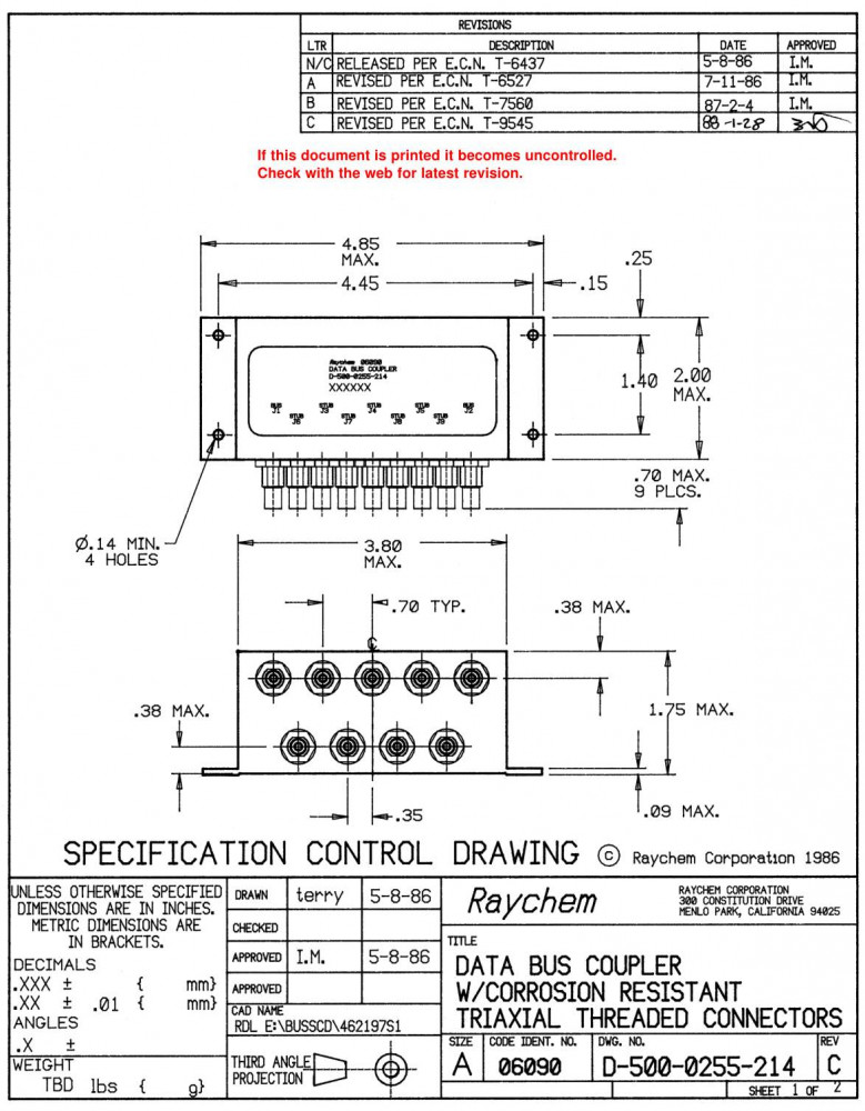 D-500-0255-214 technical document page 1