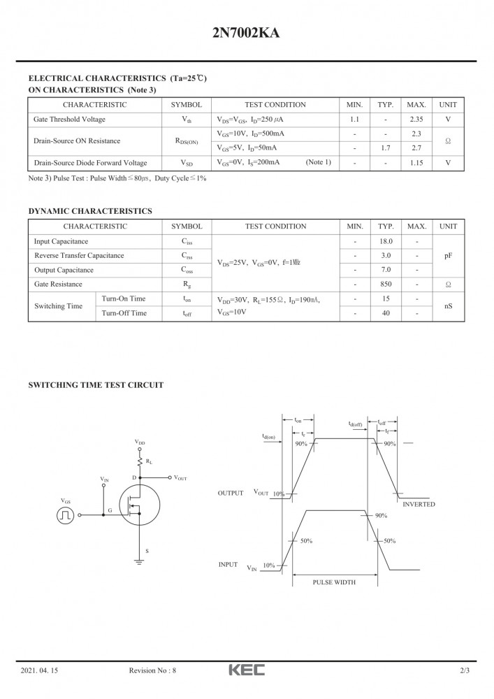 2N7002KA-RTK/H datasheet page 2