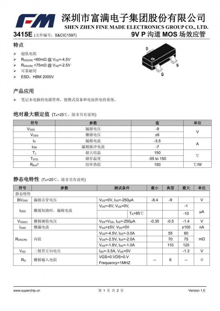 FM 3415E datasheet page 1