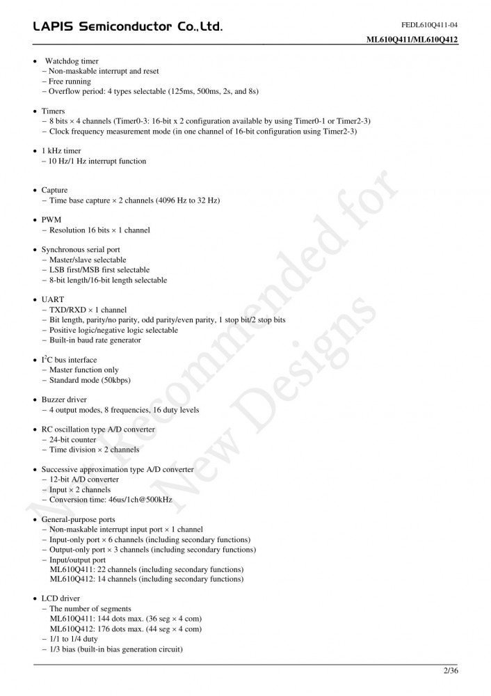 ML610Q411 Q412 datasheet page 3